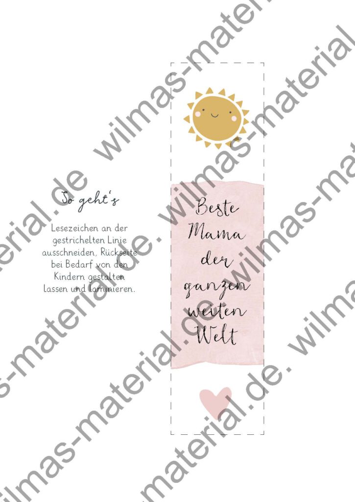 Minibuch Muttertag für Mama mit Faltanleitung + Lesezeichen